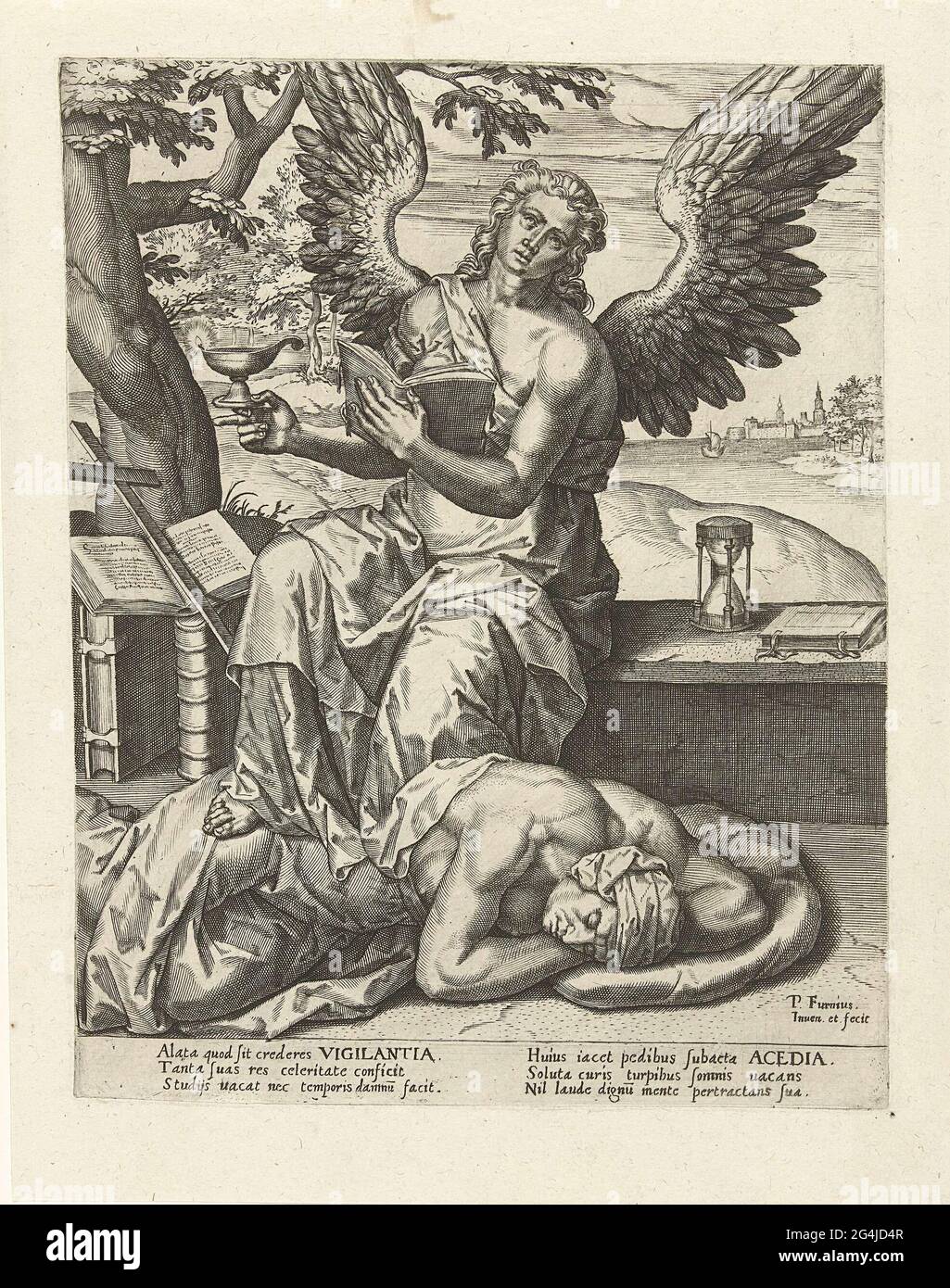 . The winged personification of vigilance (vigilantia) is in her hand ...