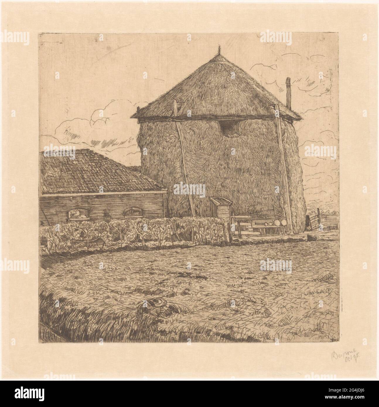 Farm with hay man Stock Photo - Alamy