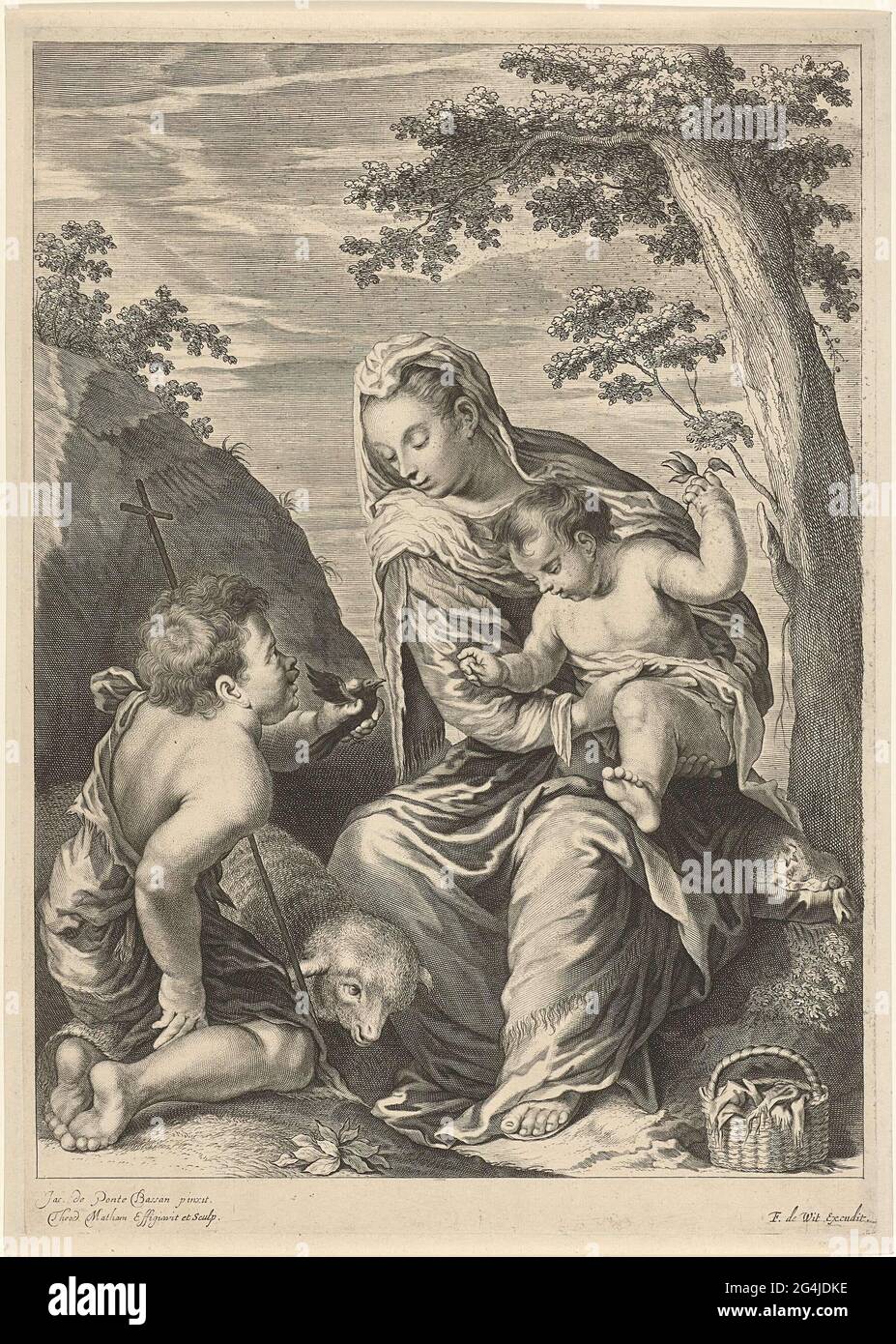 . Maria with child sitting at a tree. For her the child John that the ...