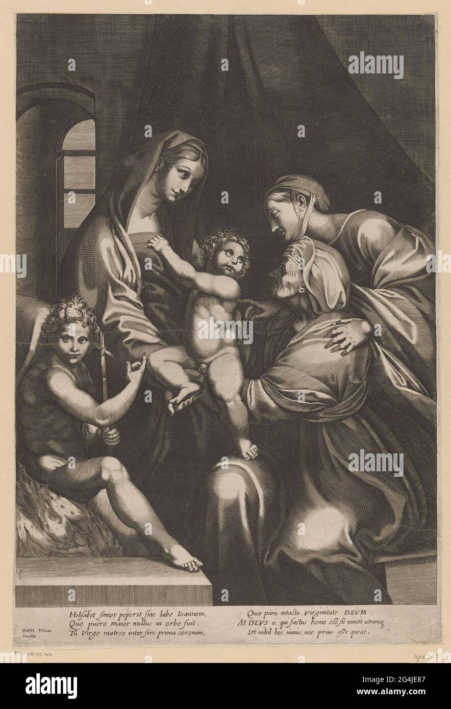 Maria with child and Elisabet, Catharina and John the Baptist. Maria ...