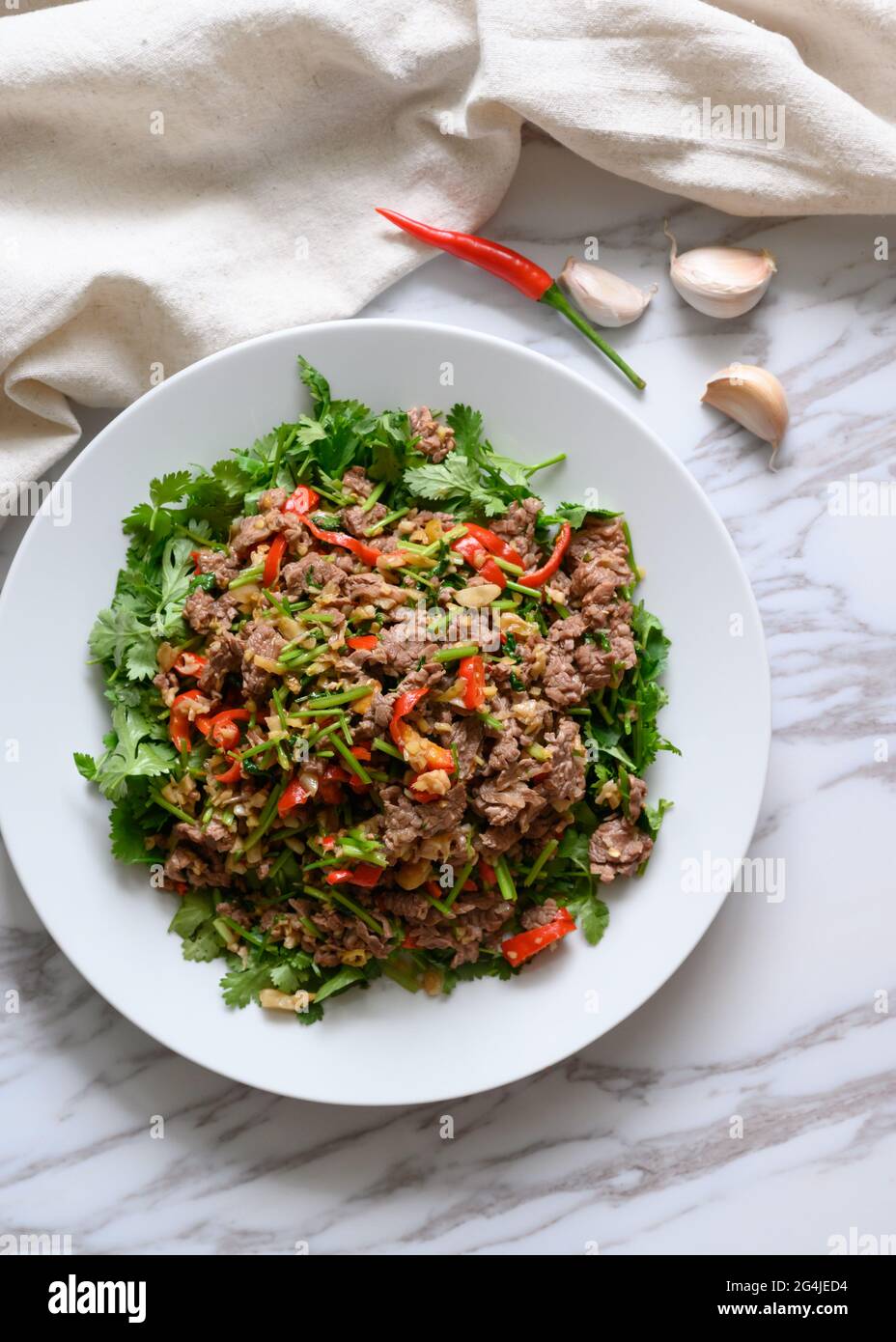 The plate of chili fried beef Stock Photo - Alamy