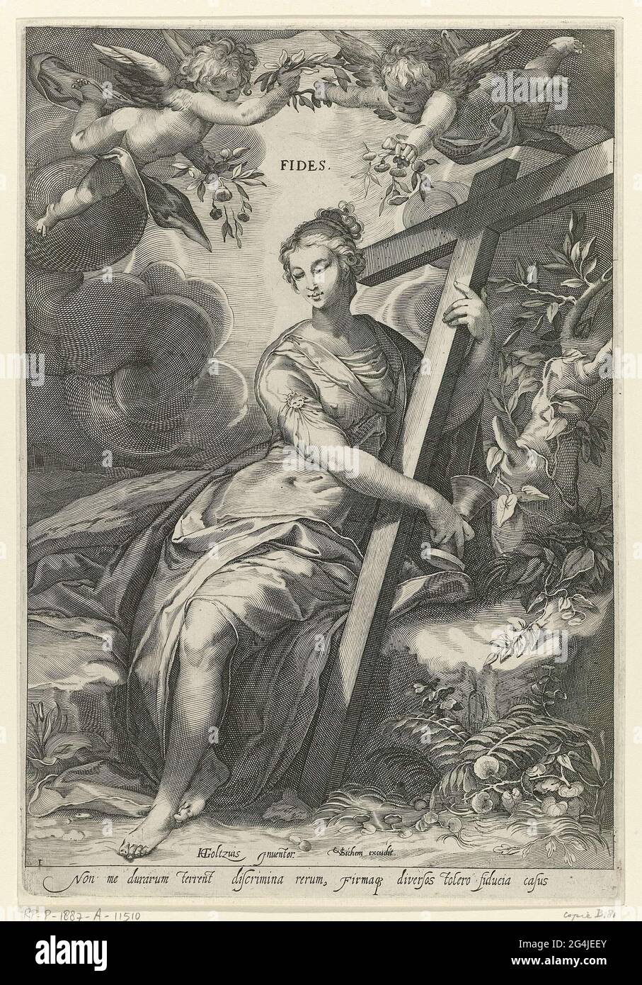 . Female feminine personification, one of three divine virtues, with a ...