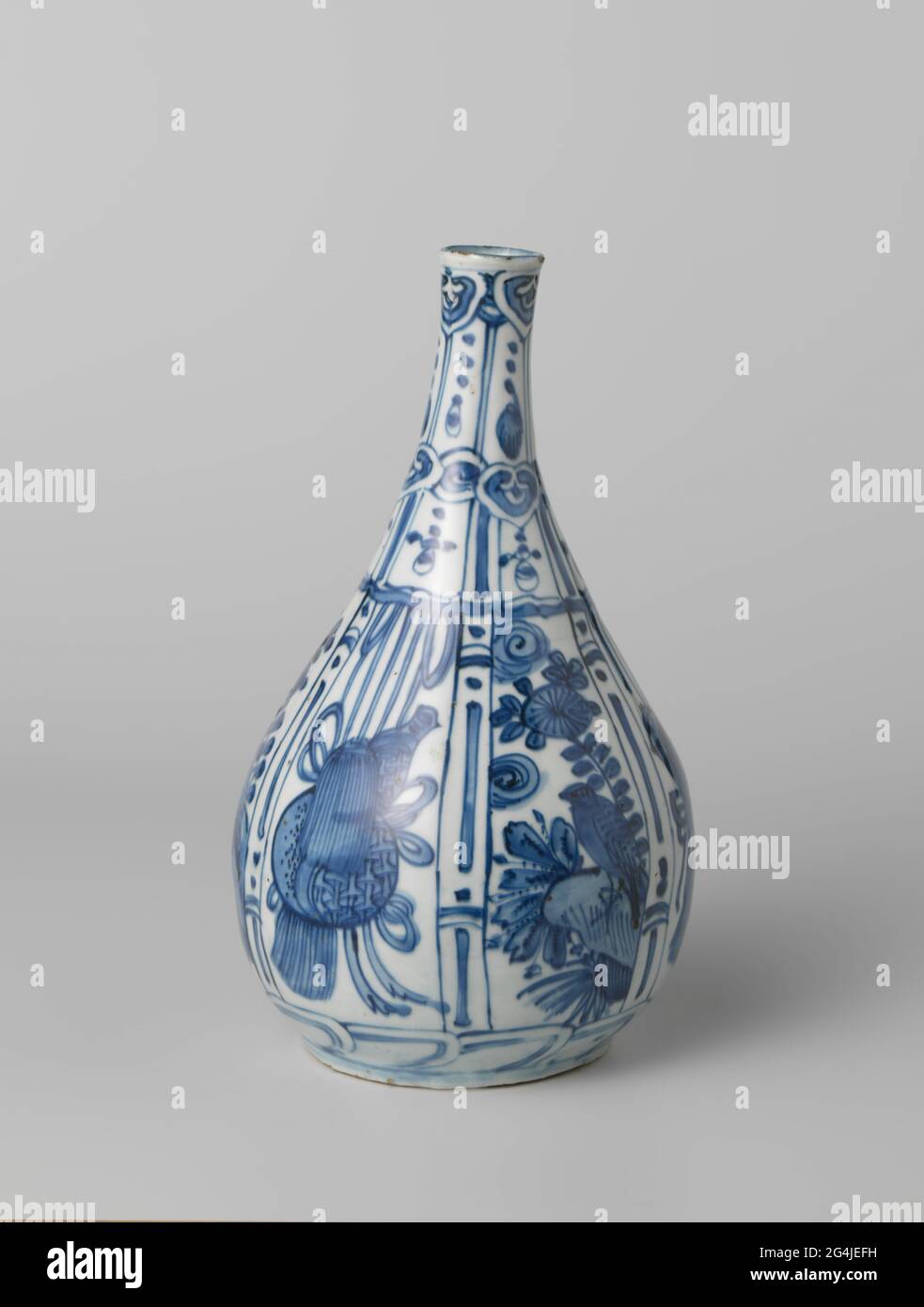 Pear-Shaped Bottle Vase With Flowering Plants And Austricious Objects ...