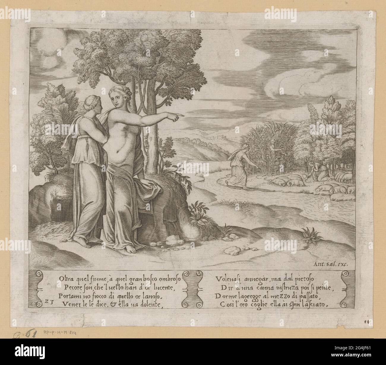 Psyche collects golden wool; Story of Amor and Psyche. Venus wears ...