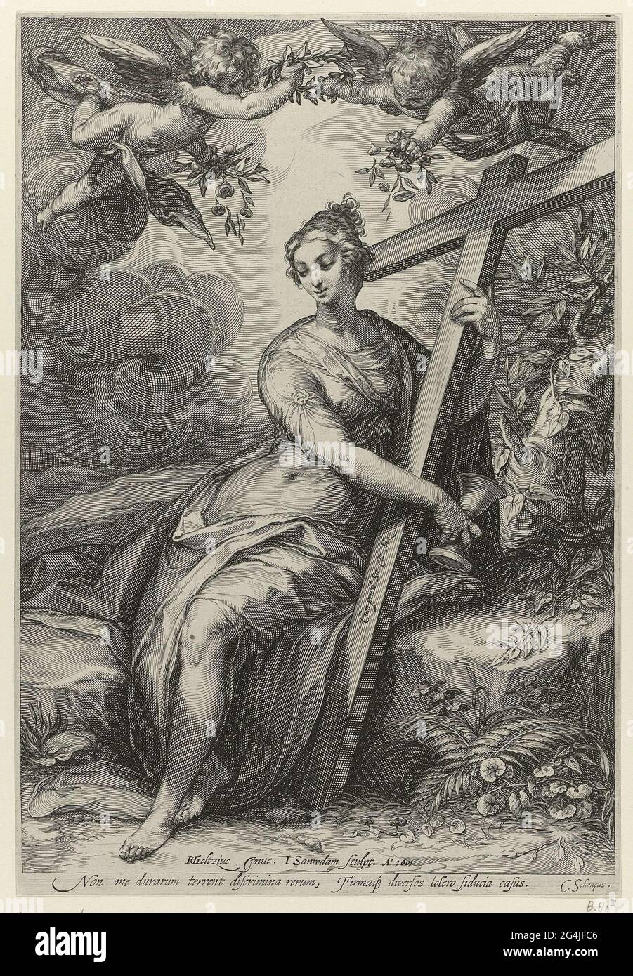 . Female feminine personification, one of three divine virtues, with a ...