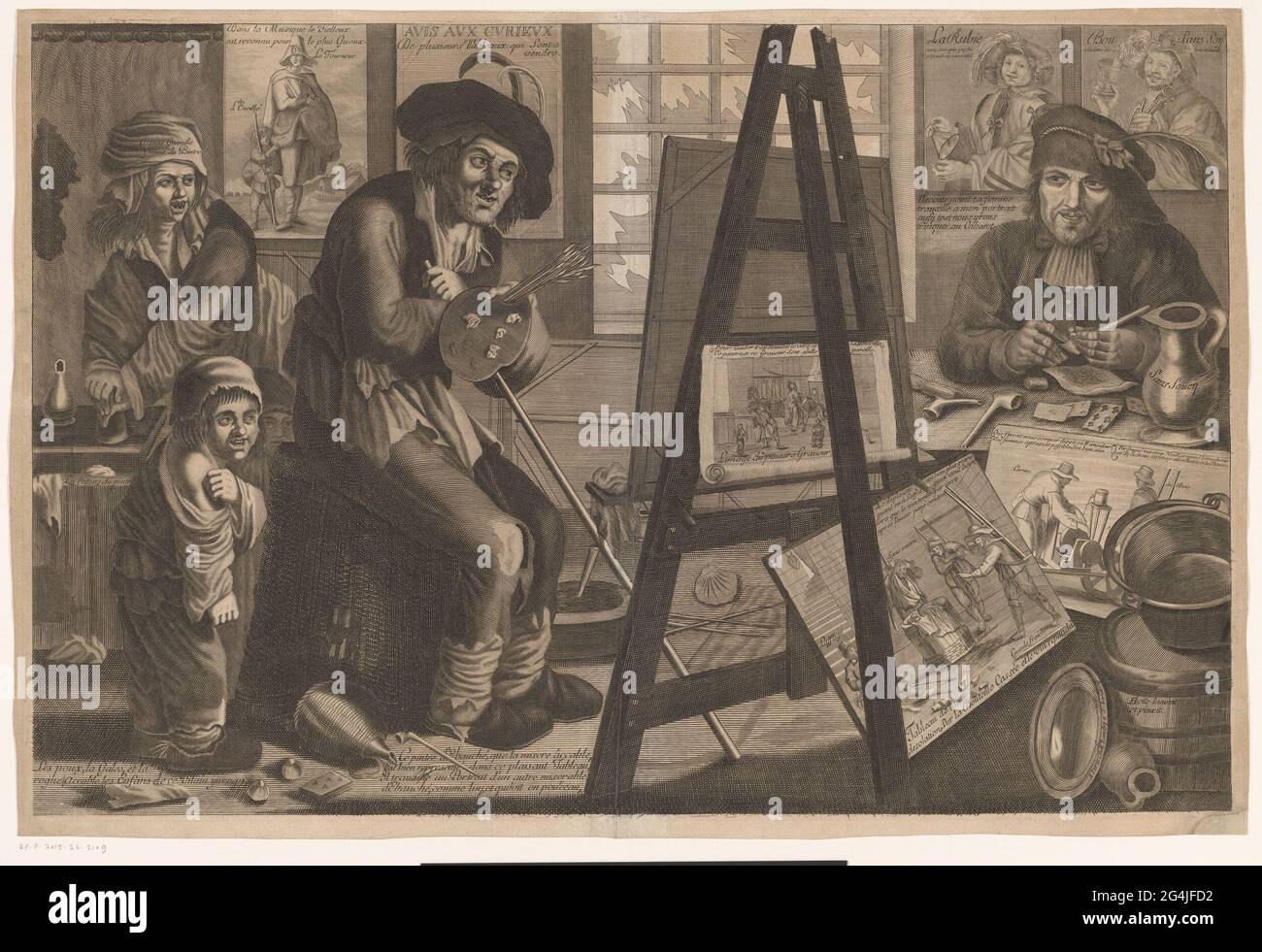 Interior of a poor painter; Avis Aux Curieux The Plusieurs Tableaux Qui ...