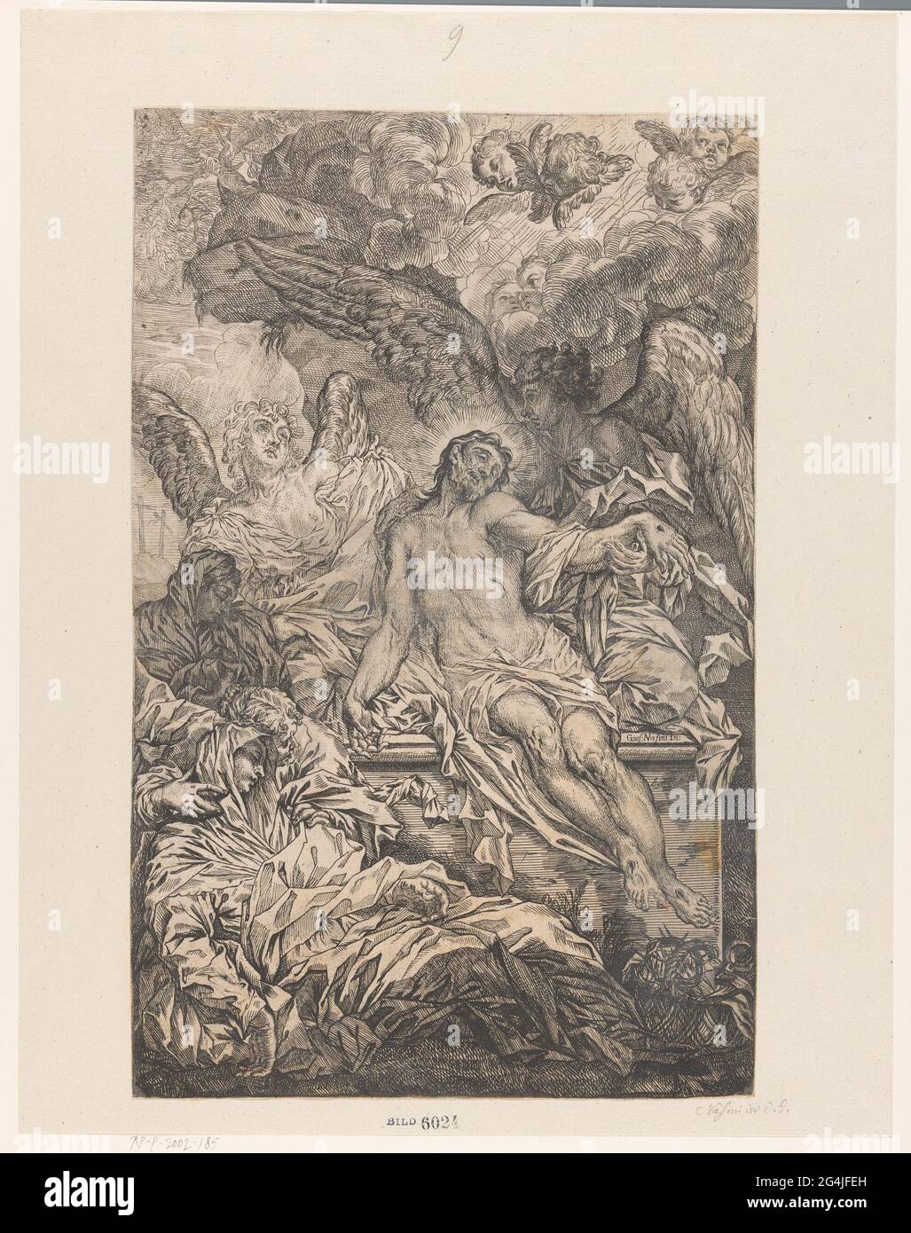 Tranking of Christ. The dead body of Christ, lying on a graftombe ...