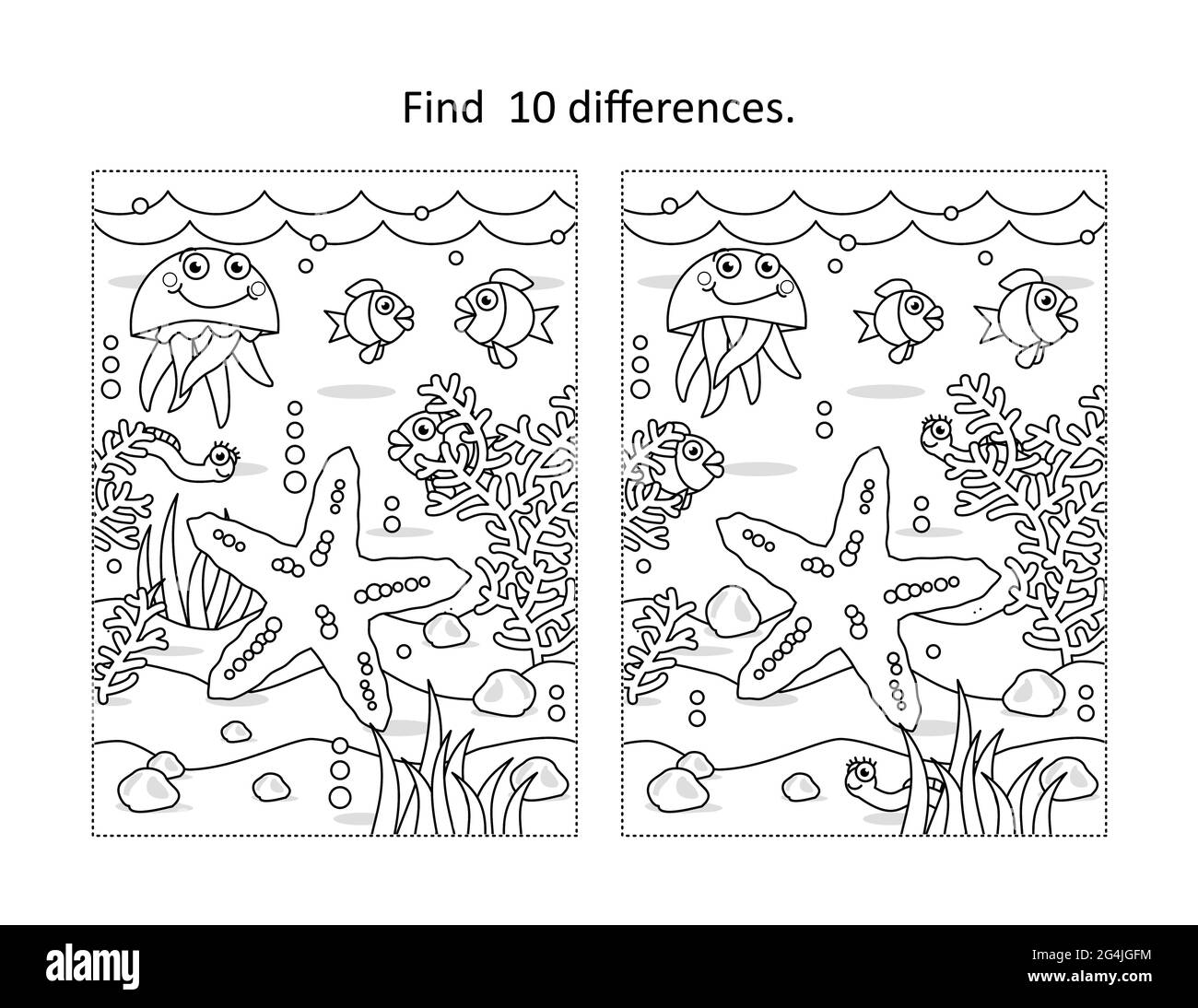 Jellyfish cartoon illustration Black and White Stock Photos & Images ...