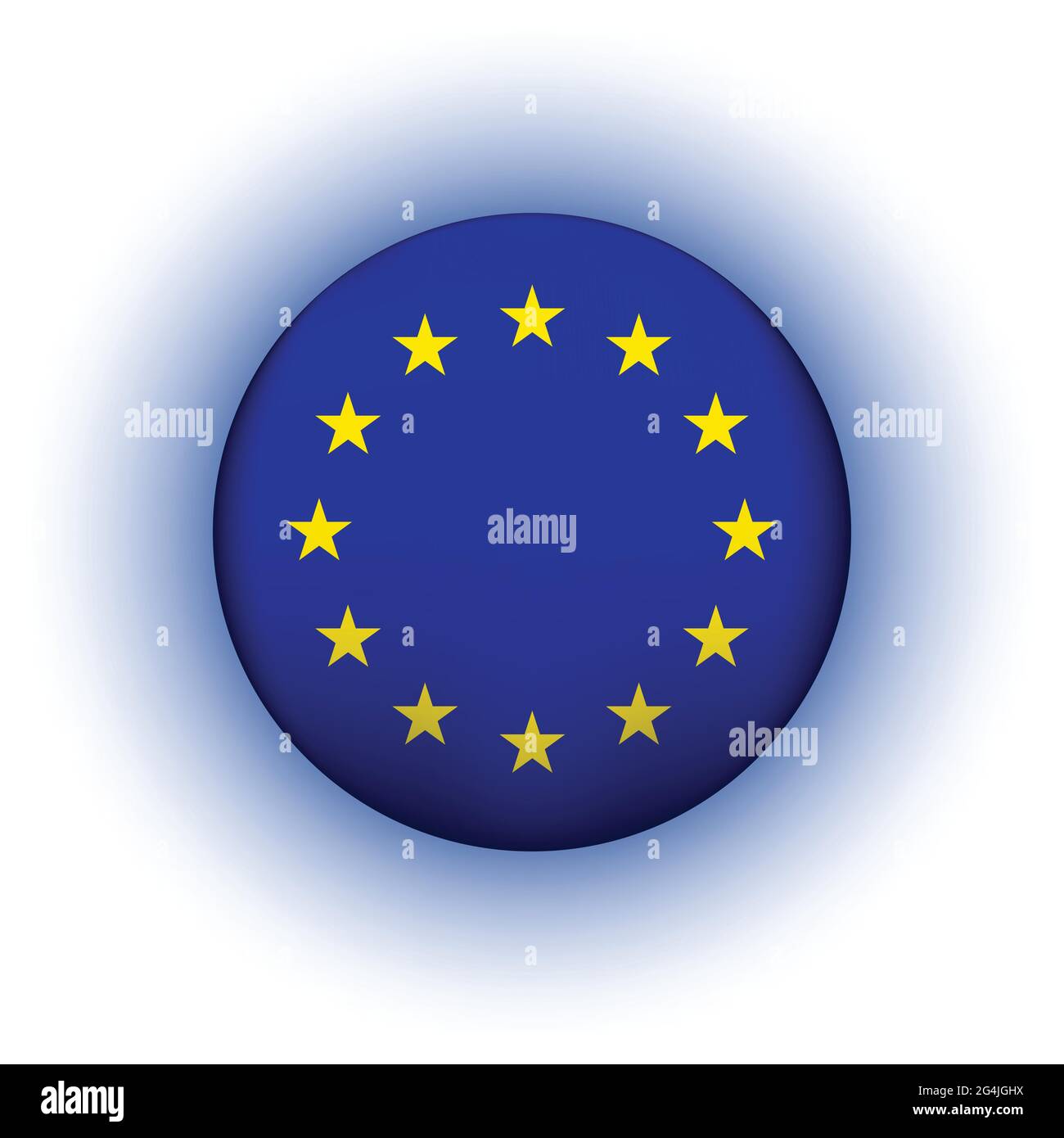 Glass light ball with European Union flag. Round sphere, template icon ...