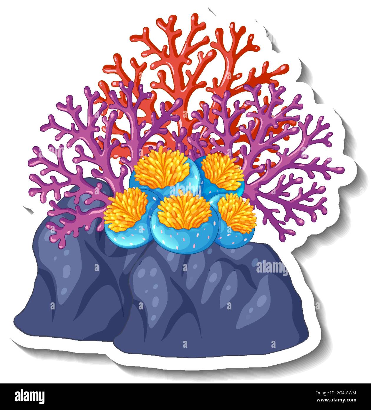 A sticker template with Coral sea element isolated illustration Stock ...