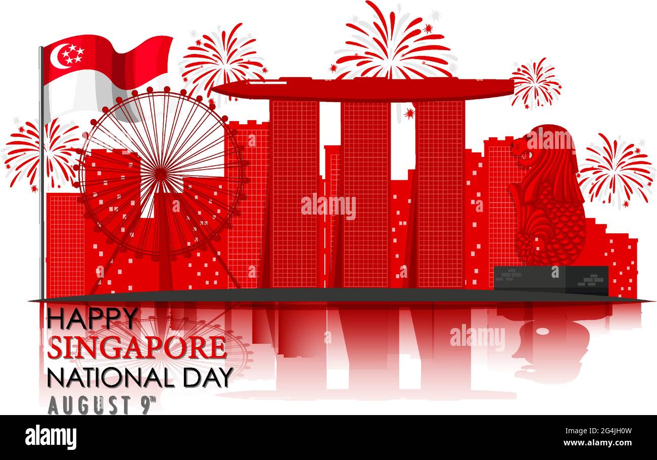 Singapore National Day with Marina Bay Sands Singapore and fireworks ...