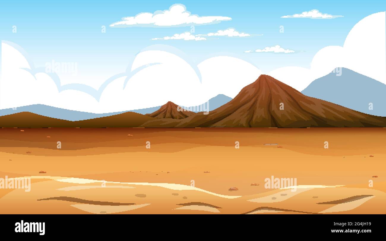 Desert forest landscape at daytime scene illustration Stock Vector ...