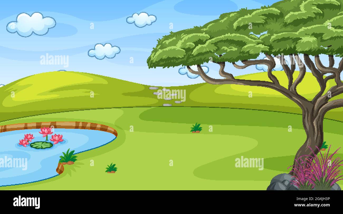 Blank nature park landscape at daytime scene illustration Stock Vector ...