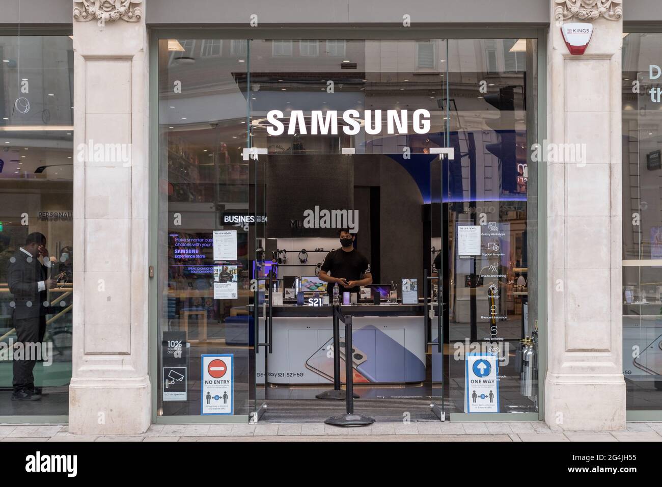 Samsung logo is seen at one of their stores on Oxford Street in London ...