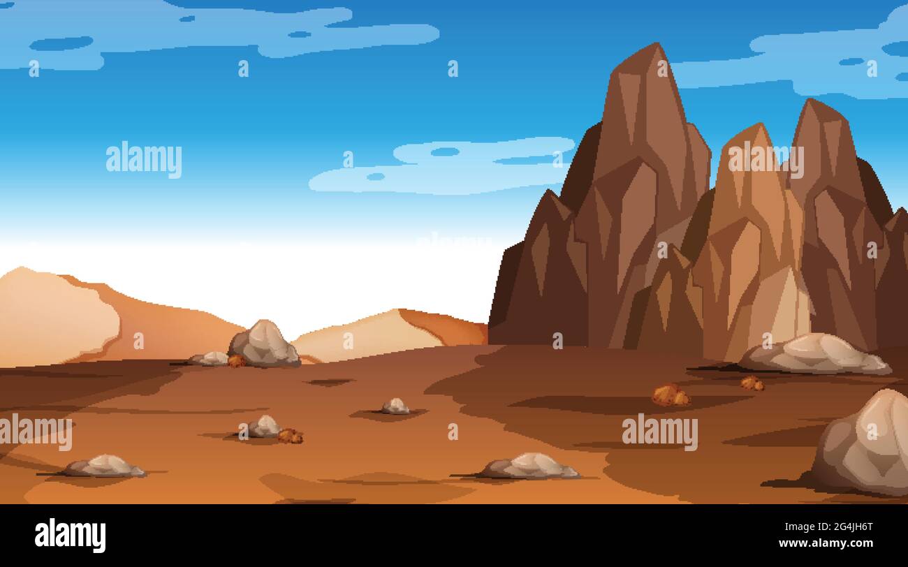 Desert forest landscape at daytime scene illustration Stock Vector ...