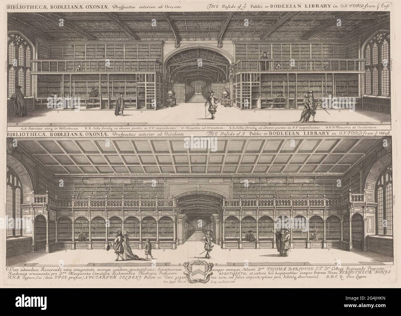 Interior of the Bodleian Library in Oxford; Bibliothecae Bodleianae ...
