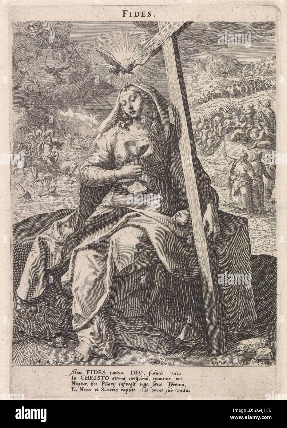 Faith; Fides; Six Christian virtues. The female personification of ...