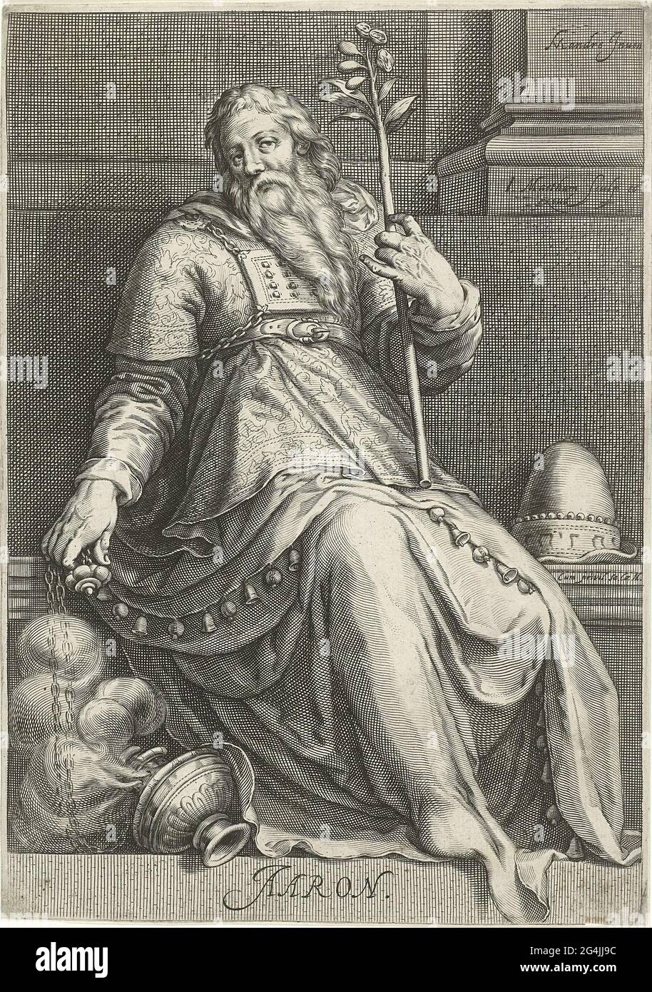 . Aaron in priosters, with a thriving staff and a censer. Third print ...