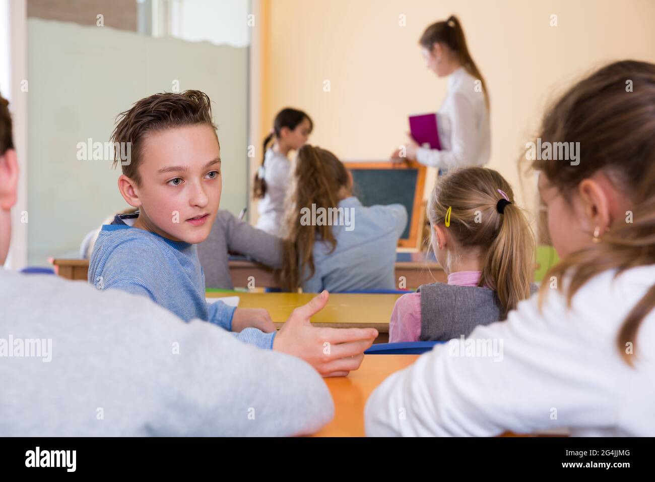 School girls discussing hi-res stock photography and images - Alamy
