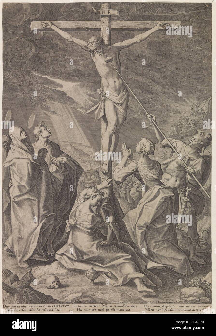 Christ on the cross. Christ on the cross. On the left the virgin Mary ...