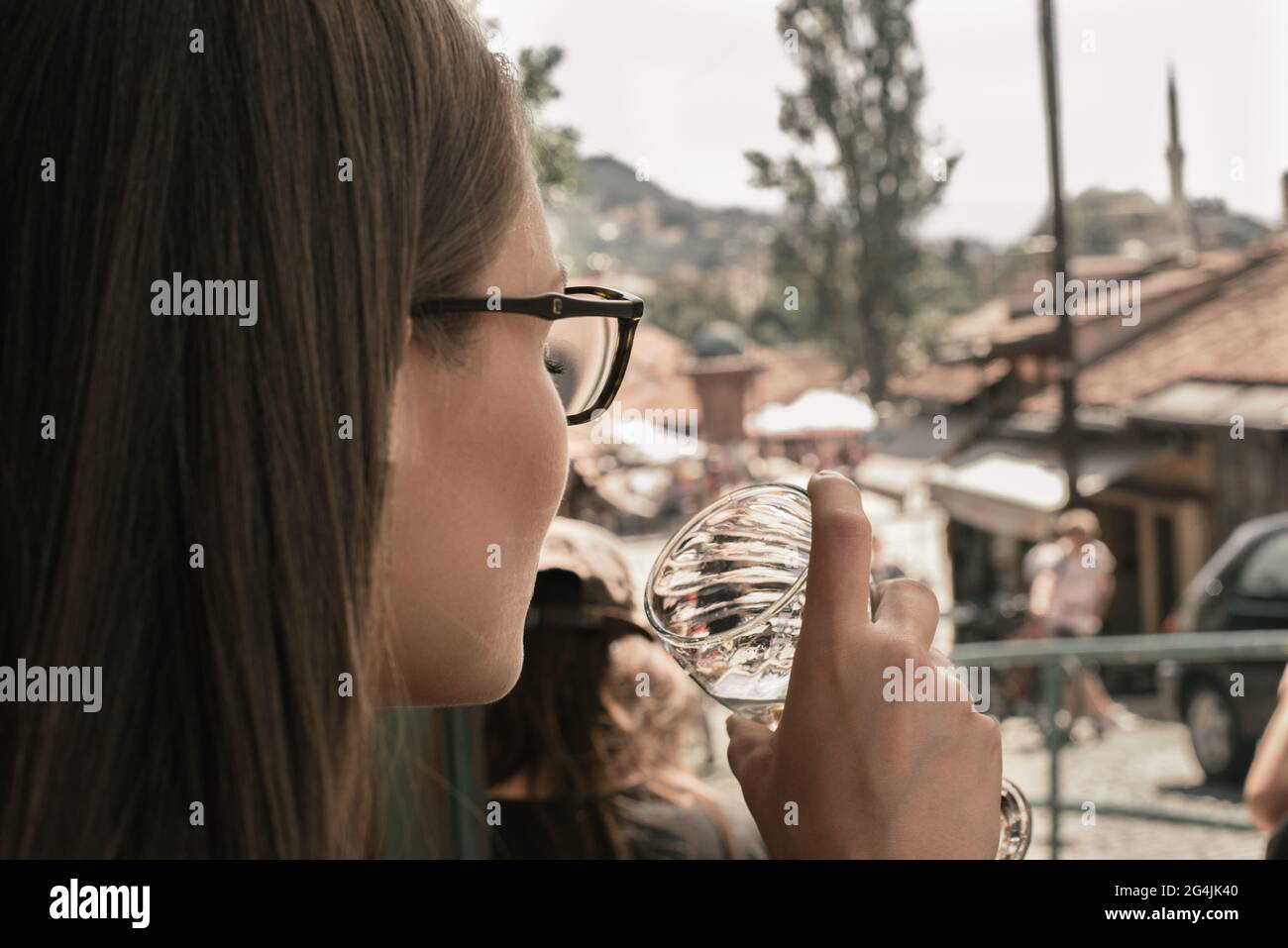 Side view of a young Caucasian female Stock Photo - Alamy