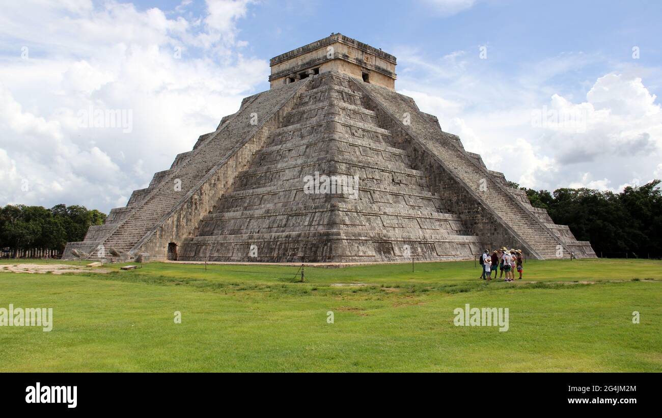 Temple of Kukulcan (El Castillo) dominating the center of the archaeological site, Chichen-Itza ...