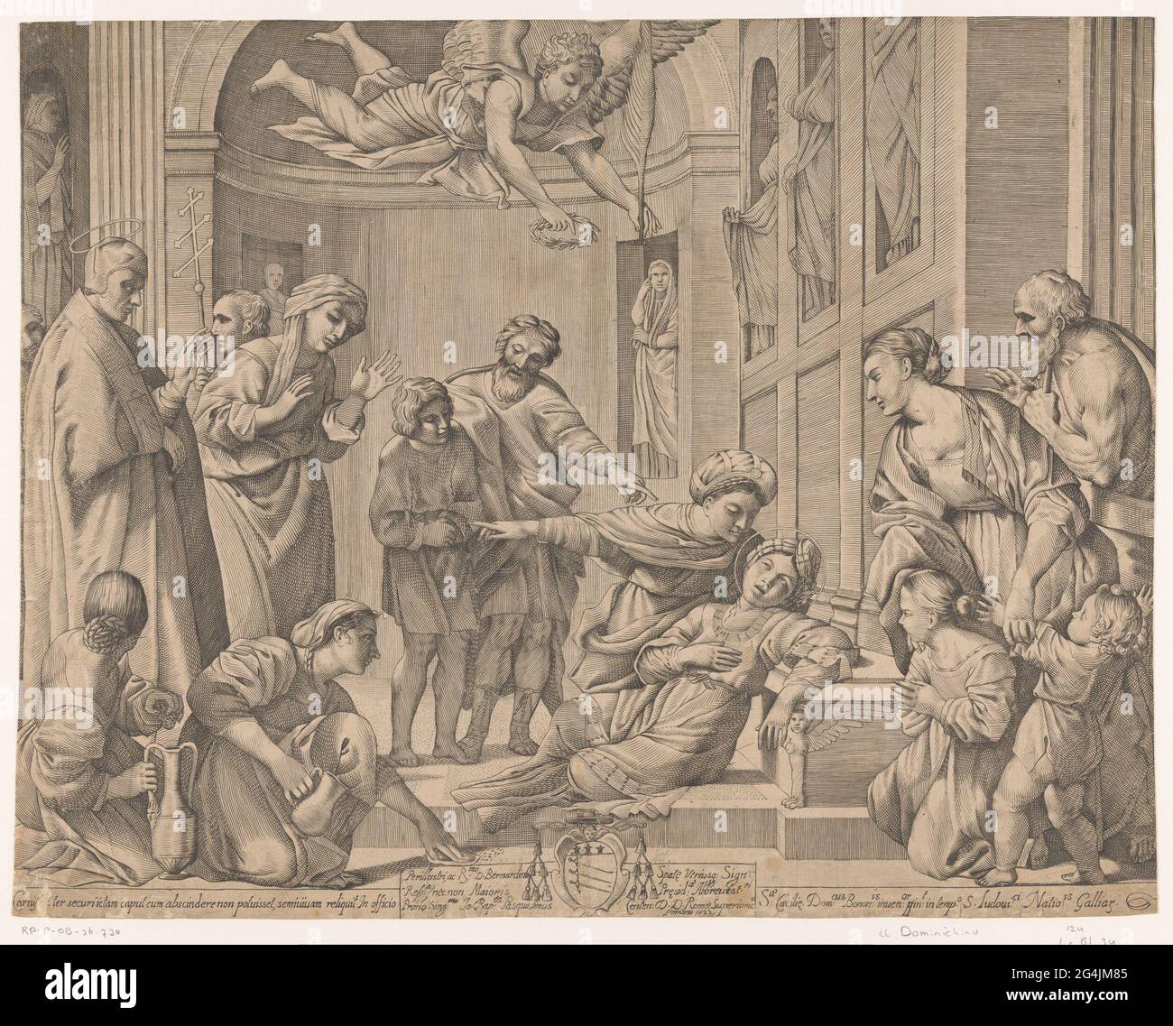 Death of the Holy Cecilia. The dying Cecilia leans against the bath in ...