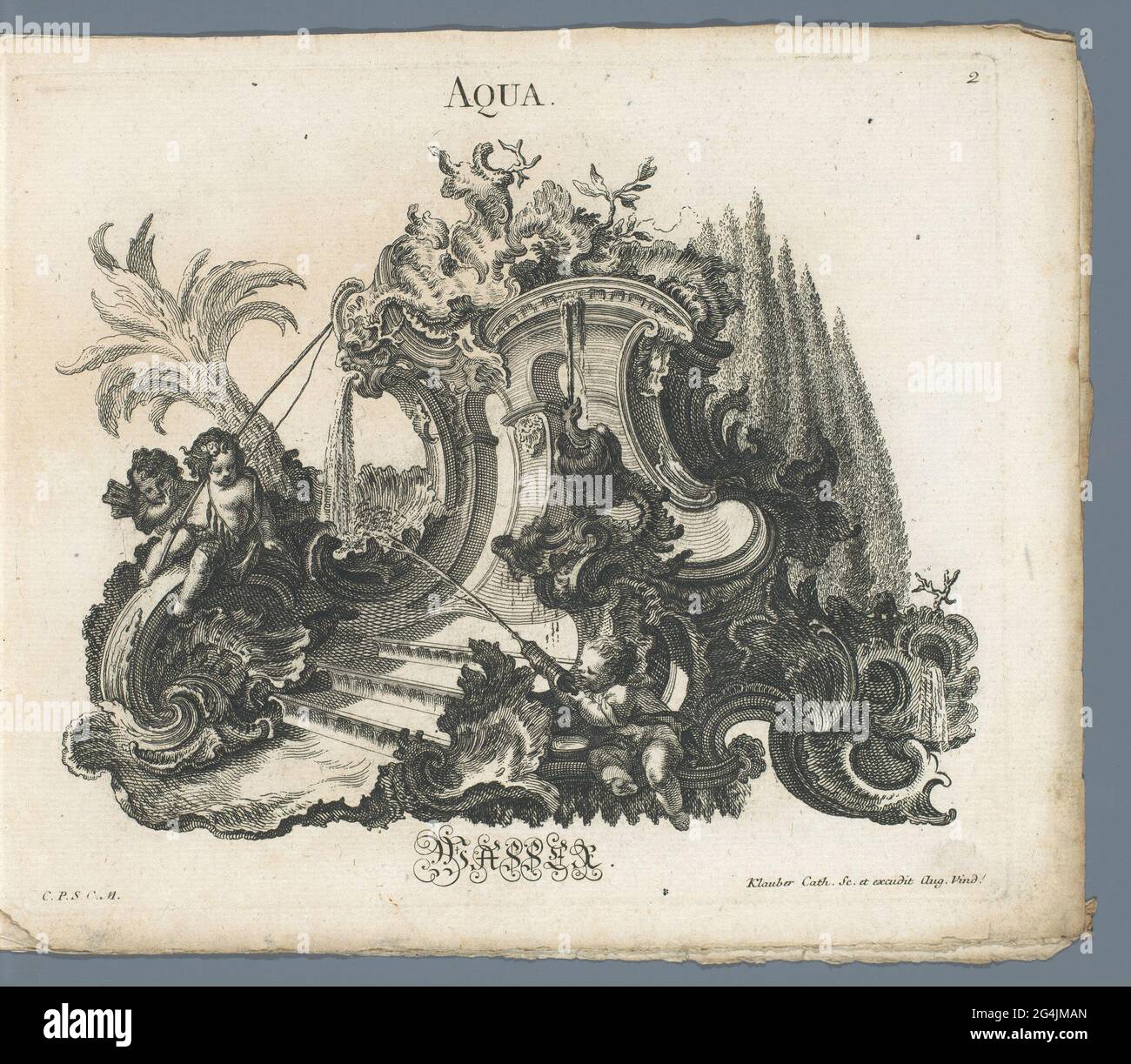 Water; Aqua / Wasser; The four elements. Personification of the water ...