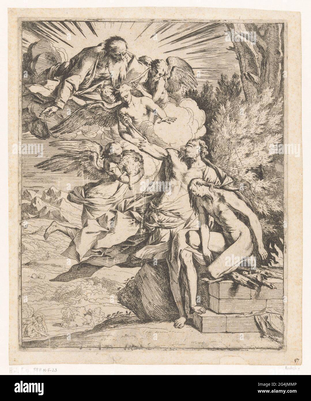 Sacrifice of isaac the angel stops the hand of abraham hi-res stock ...