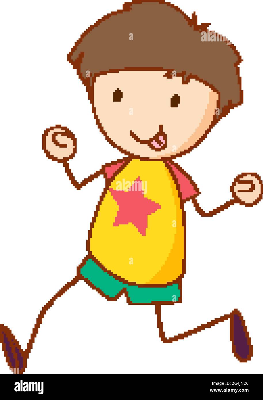 Cute boy cartoon character in hand drawn doodle style isolate ...