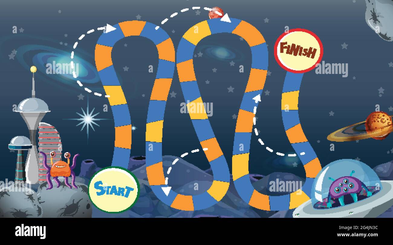 Board game template with space theme illustration Stock Vector Image ...