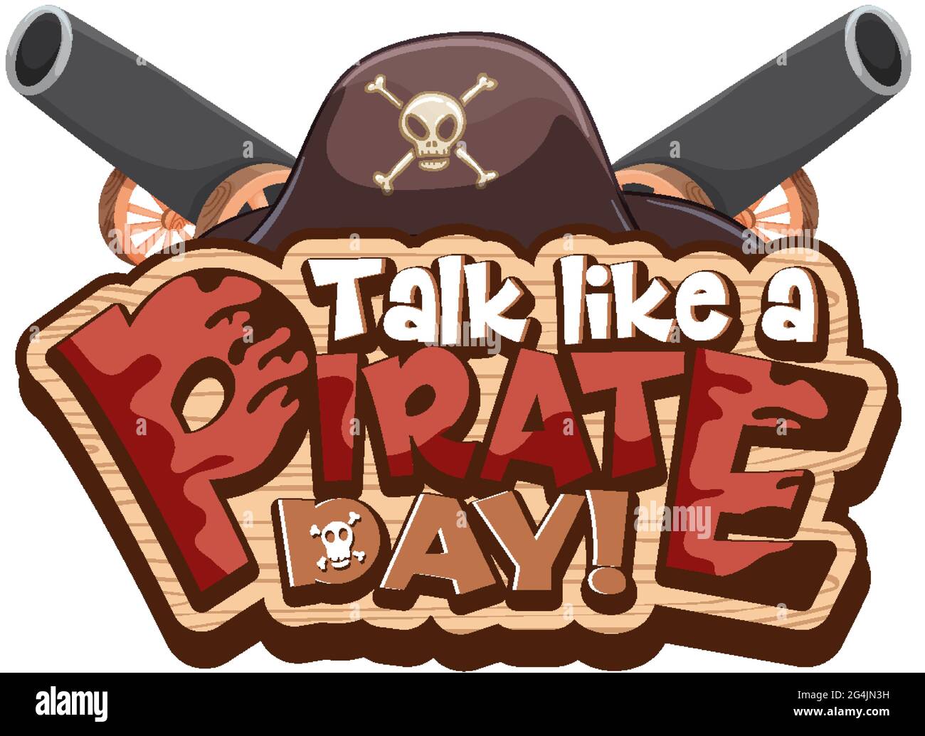 Talk Like A Pirate Day font banner with pirate hat element on white ...