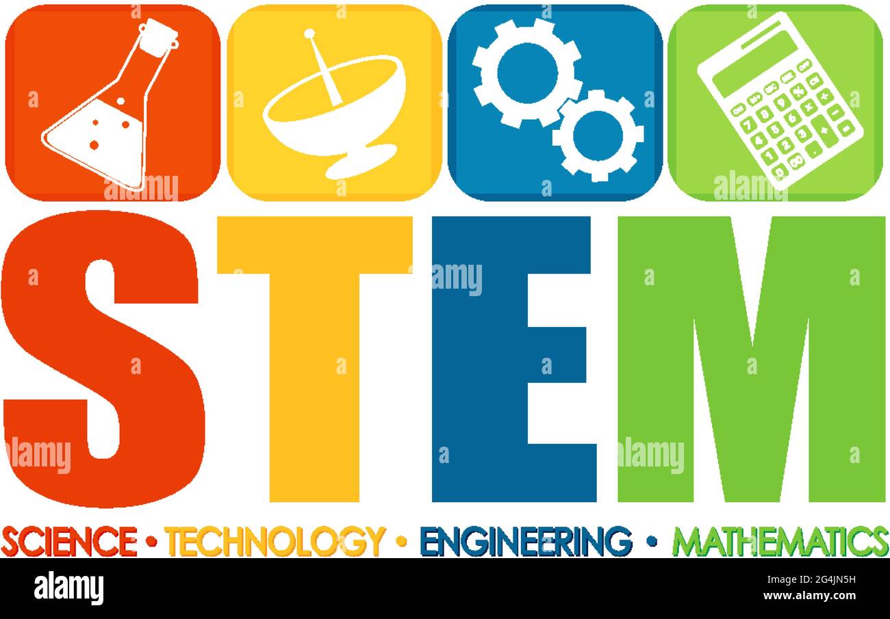 STEM logo with education and learning icon elements illustration Stock ...
