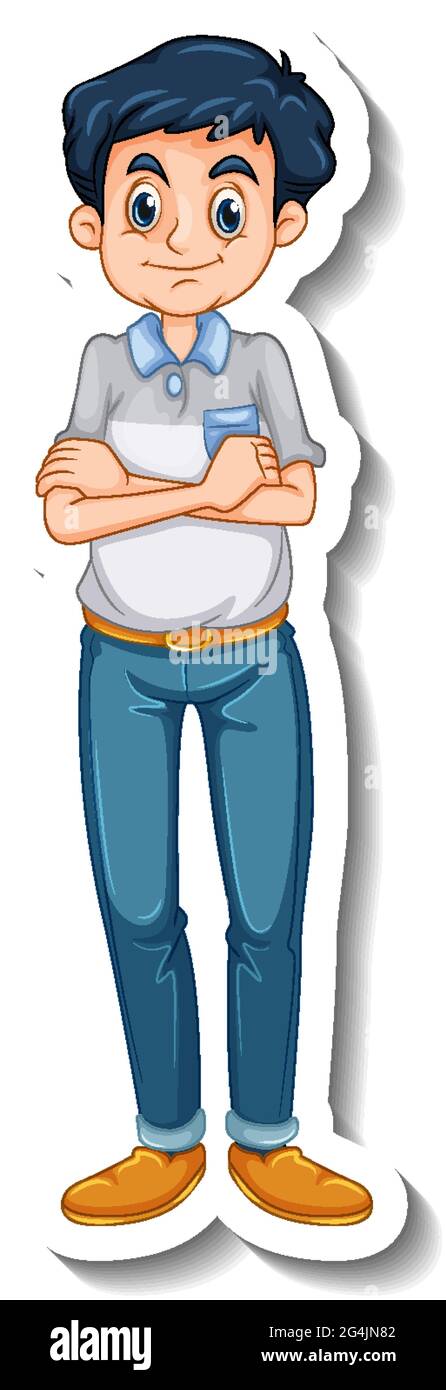 A sticker template with a man in standing pose illustration Stock ...