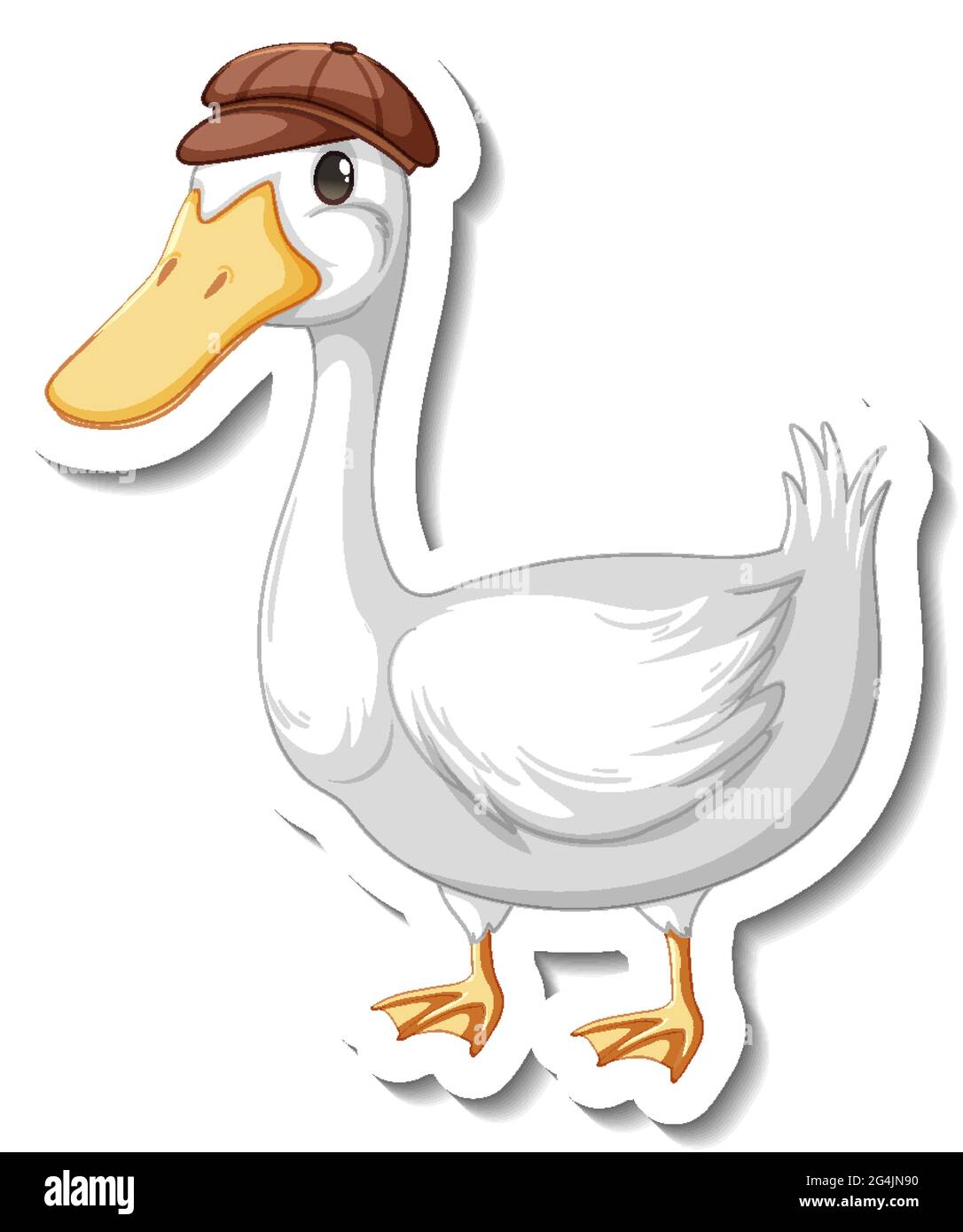 Sticker template with a duck wearing hat isolated illustration Stock ...