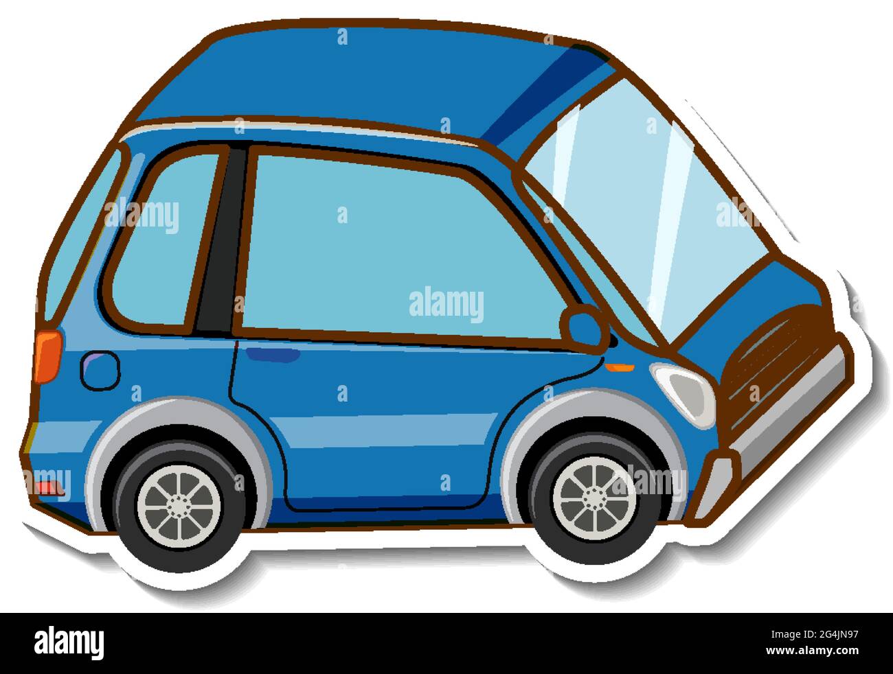 A sticker template with mini car in cartoon style isolated illustration ...