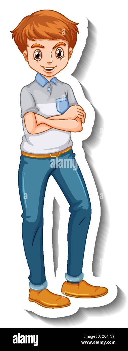 A sticker template with a man in standing pose illustration Stock ...