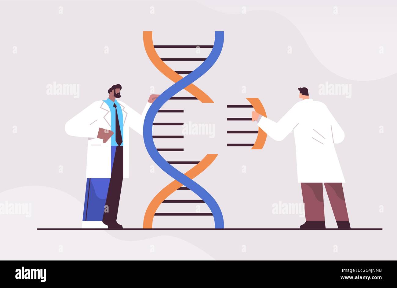mix race scientists working with DNA researchers making experiment in ...