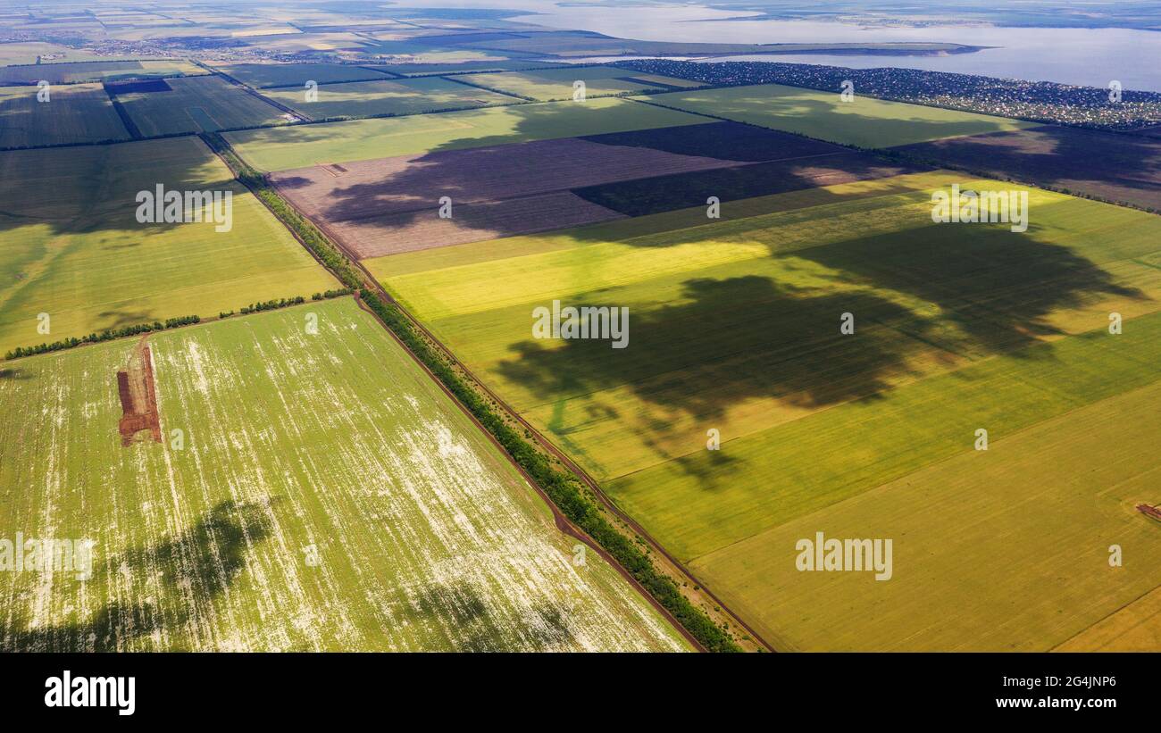 Aerial photography bird eye view of land farmland and nature landscape ...