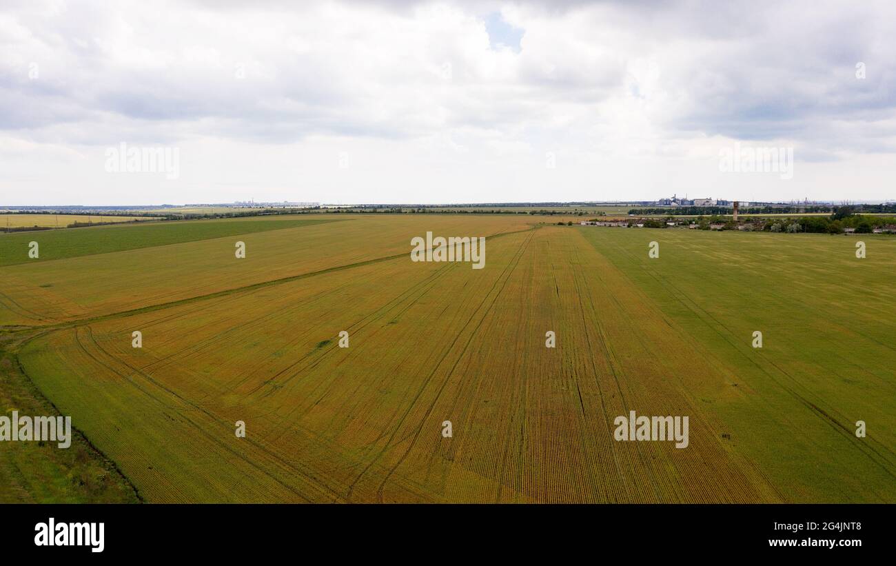 Aerial photography bird eye view of land farmland and nature landscape ...