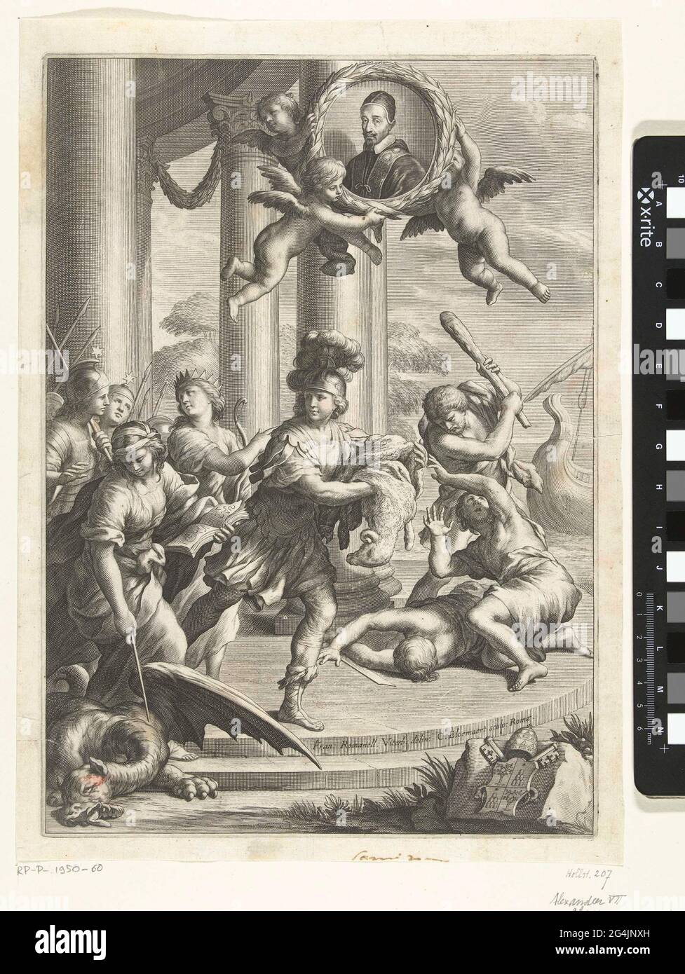 . Jason, dressed in armor, has won the golden fleece, Medea runs behind ...