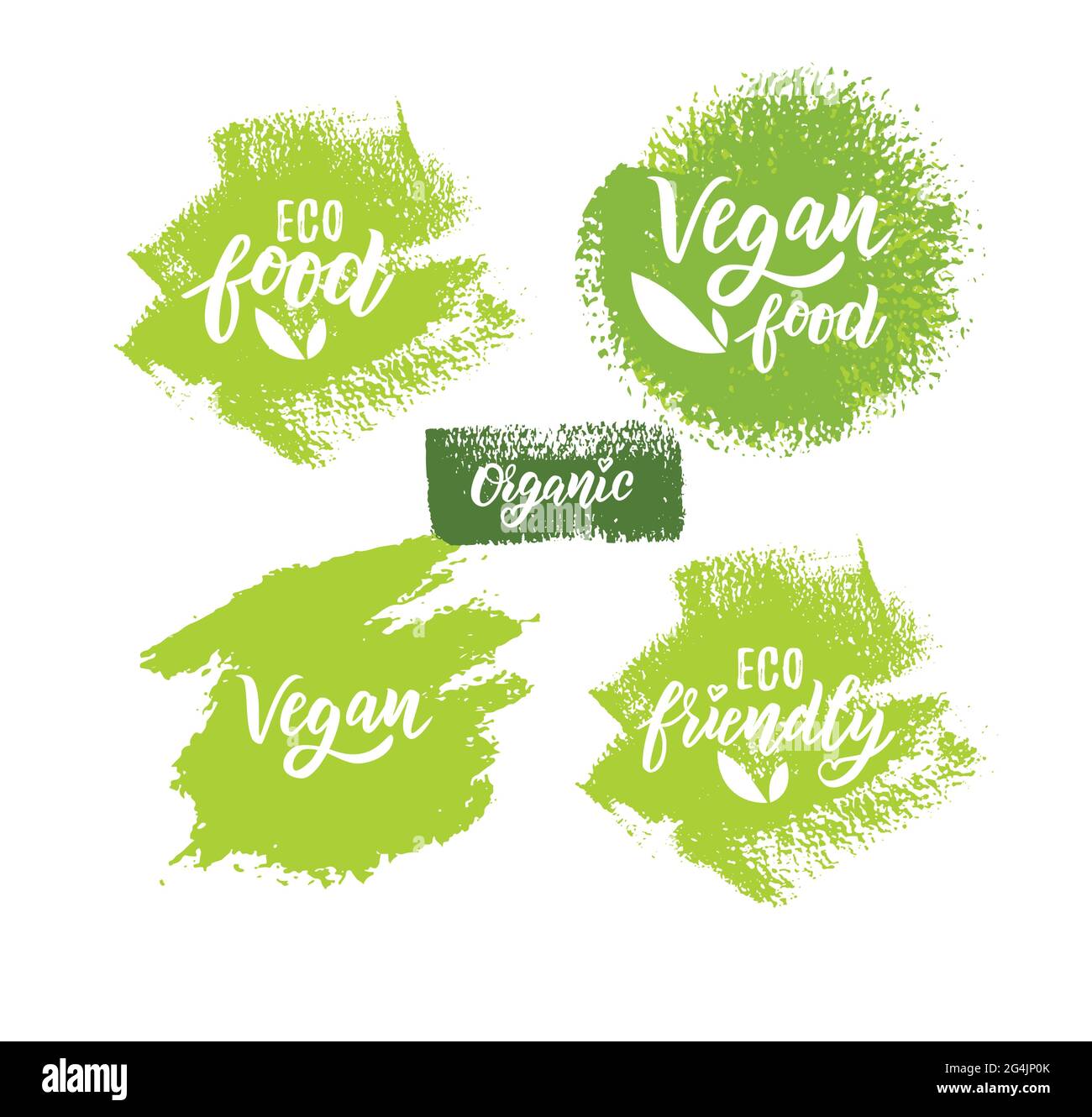 Organic food hand lettering text set for logo or label. Element for ...