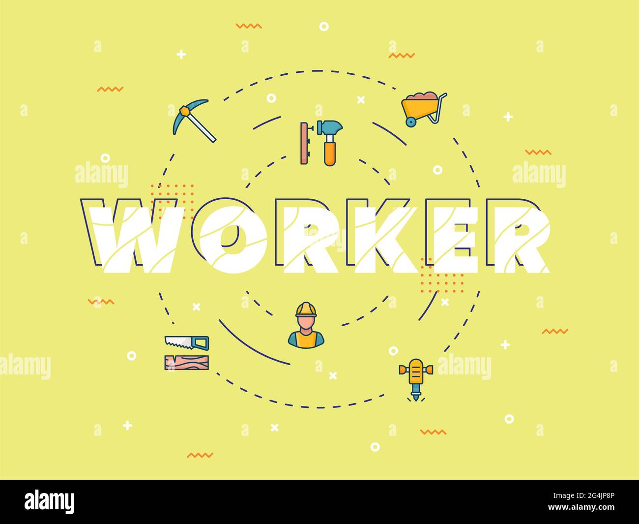 worker typography calligraphy lettering word art with fill filled color ...