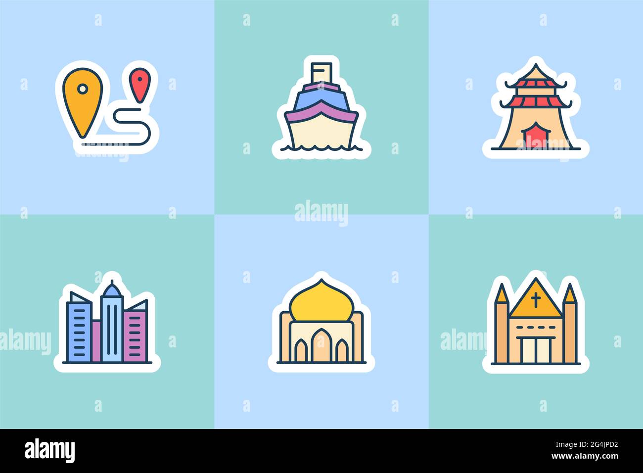 traveling sticker stickers with fill filled color style vector design ...