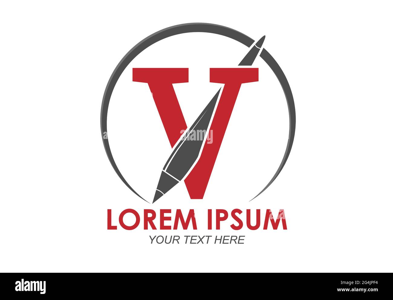 Stylized pen logo and the letters V. Vector illustration for logo ...