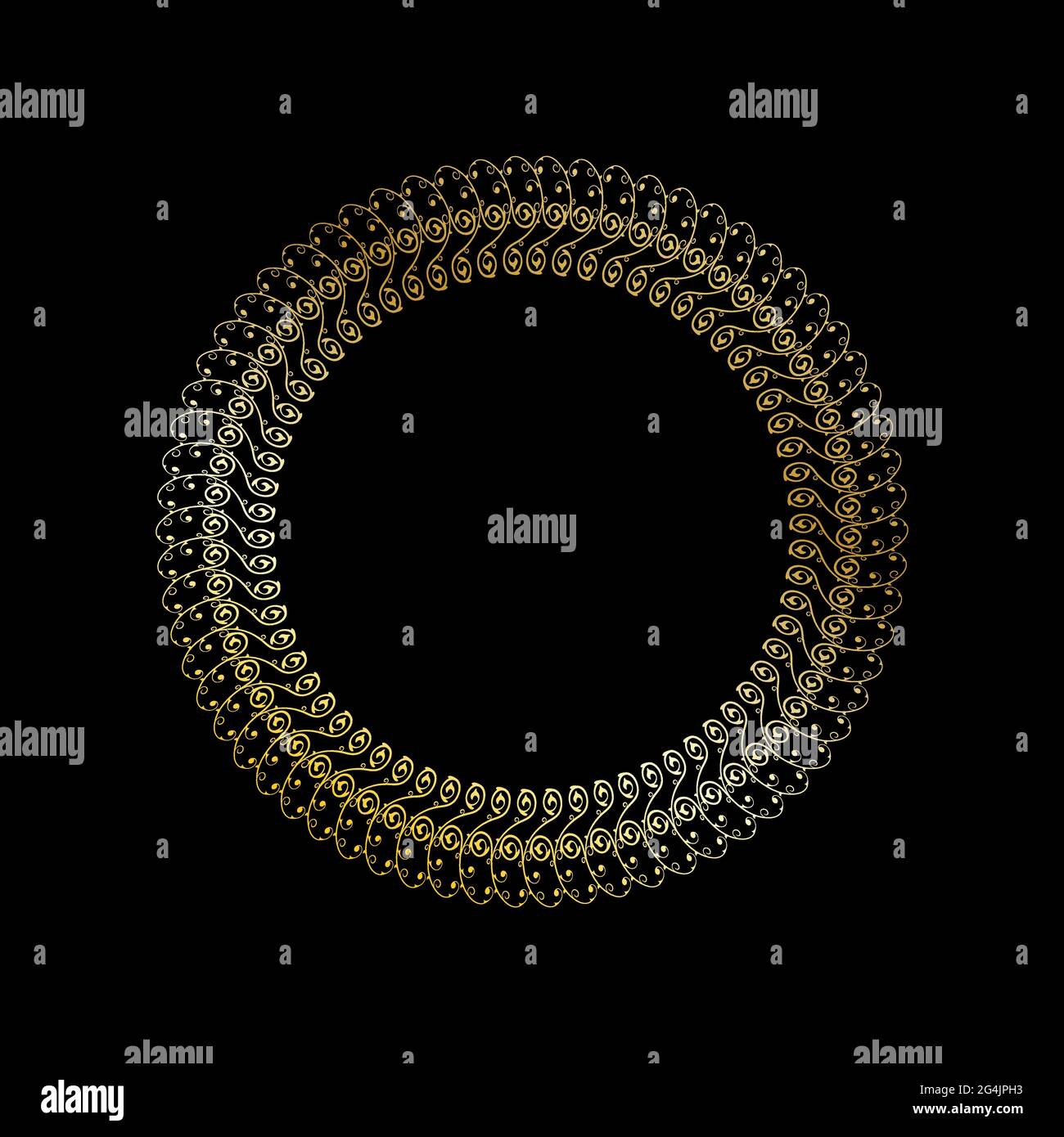 Gold round openwork ornament. Decorative round frame. Elegant design ...