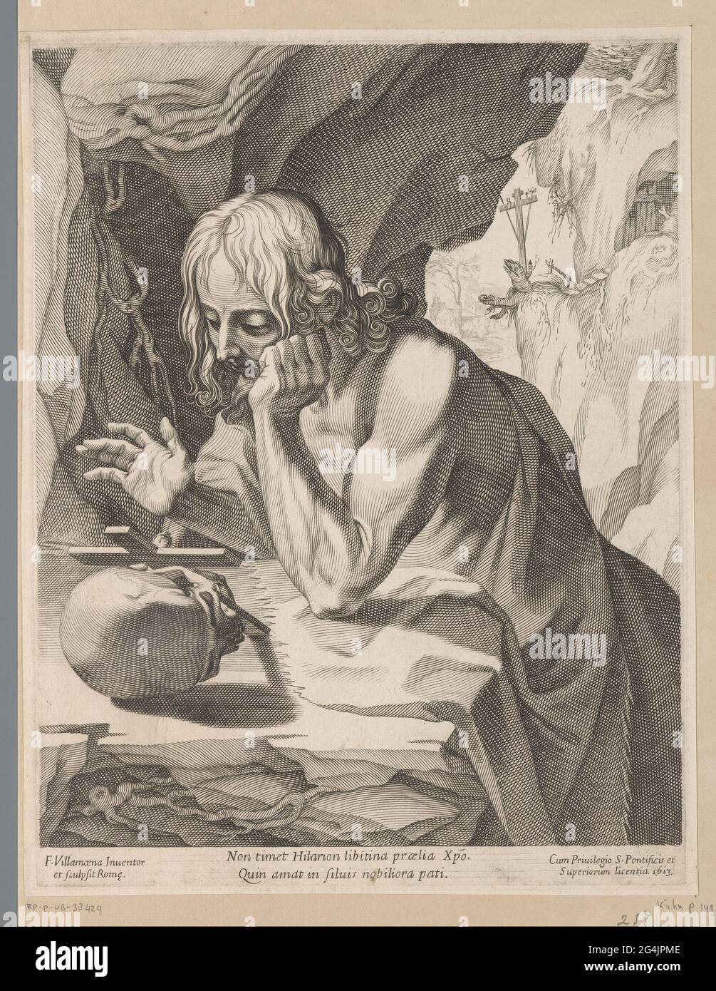 Saint Hilarion. The sacred Hilarion of Gaza with cross and skull. Two ...