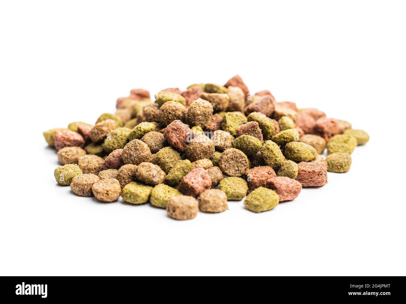 Dry kibble animal food. Dried food for cats or dogs isolated on white ...