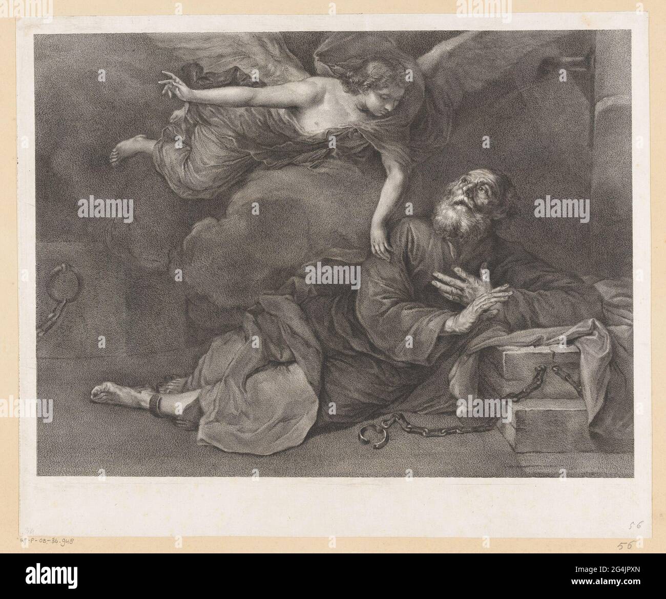Liberation from Petrus from prison. The sleeping Peter is awakened by ...