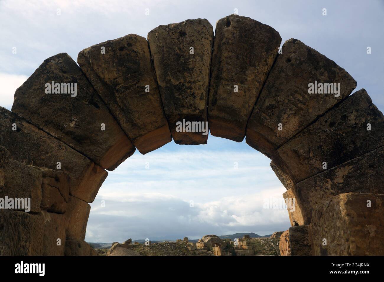 Self-supporting stone arch with a keystone that is typical of Roman ...